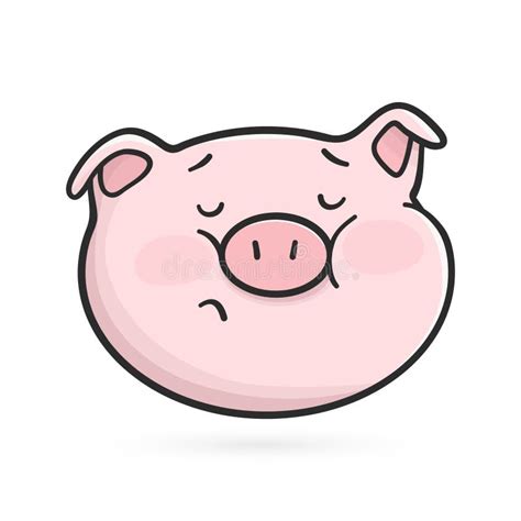 Sad Emoticon Icon Emoji Pig Stock Vector Illustration Of Cheerful