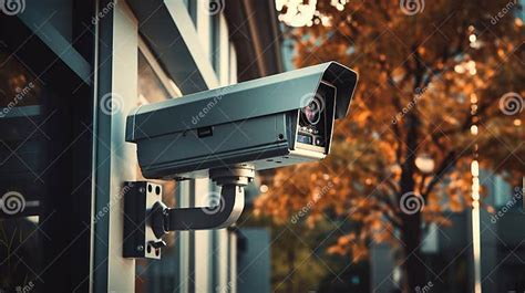 Cctv Monitoring And Securing The Facade Of The Building Generative Ai Stock Illustration