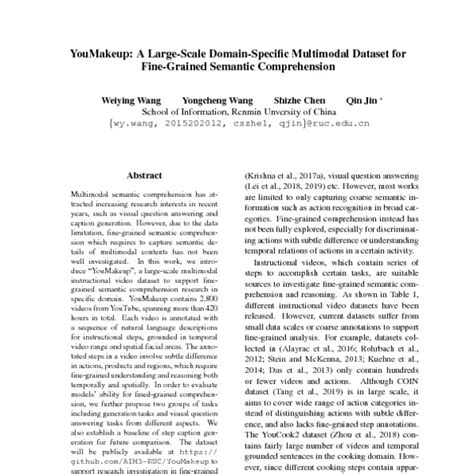 Youmakeup A Large Scale Domain Specific Multimodal Dataset For Fine Grained Semantic
