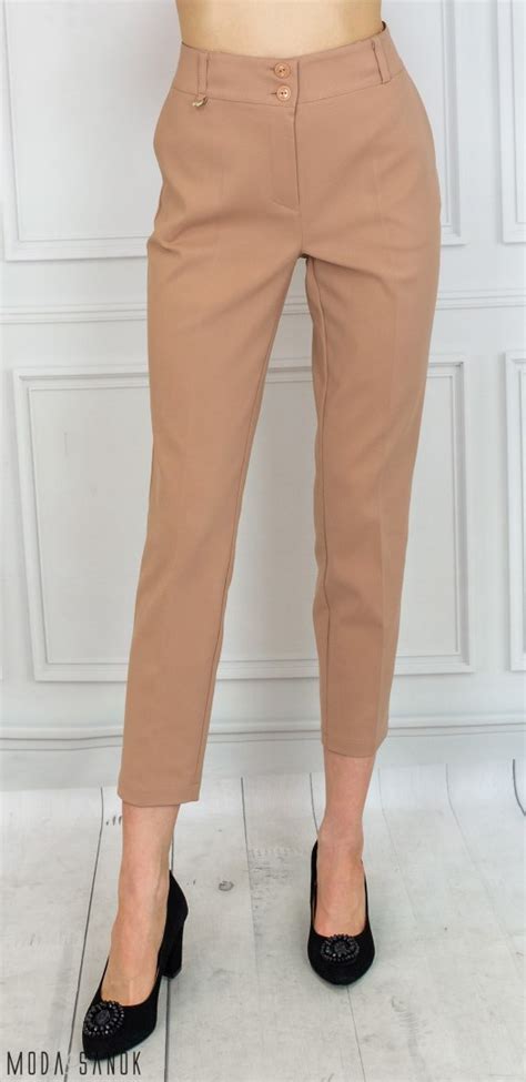 Spodnie RAEL damskie cygaretki eleganckie wizytowe beżowe MODA SANOK