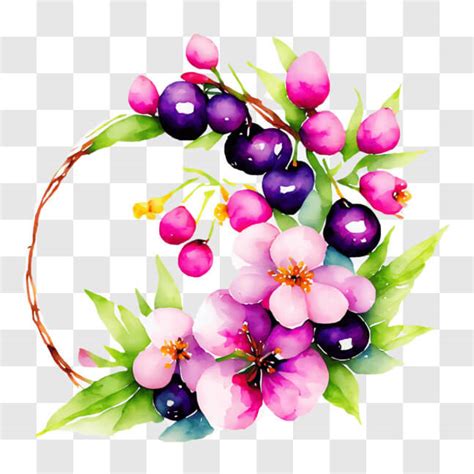 Download Vibrant Pink And Purple Flower Wreath Png Online Creative