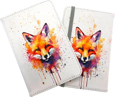 Warren Reed Designer Watercolour Splashart Fox Face Passport Cover