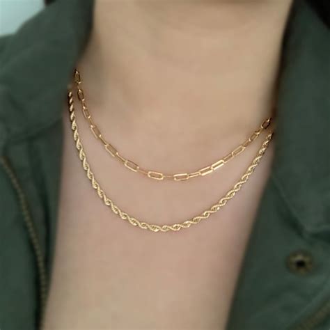 Gold Paper Clip Necklace Etsy