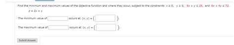 Solved Find The Minimum And Maximum Values Of The Objective