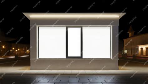 Premium Ai Image Empty Store Window At Night Blank Posters In