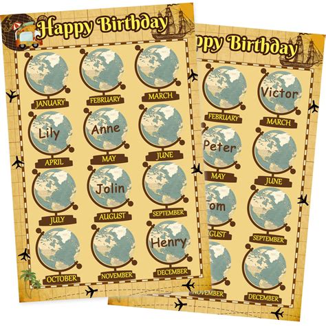 Happy Birthday Chart For Classroom 2 Pcs Birthday Poster Decoration