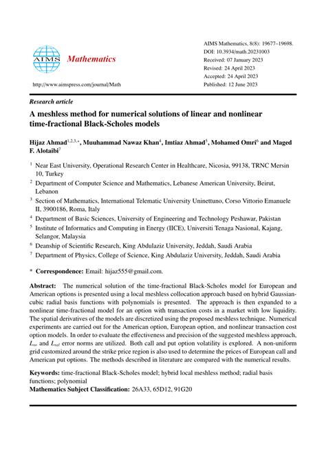 Pdf A Meshless Method For Numerical Solutions Of Linear And Nonlinear