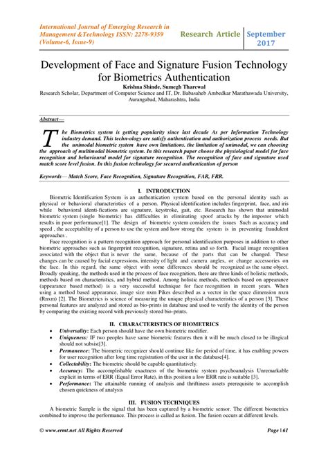 Pdf Development Of Face And Signature Fusion Technology For Biometrics Authentication