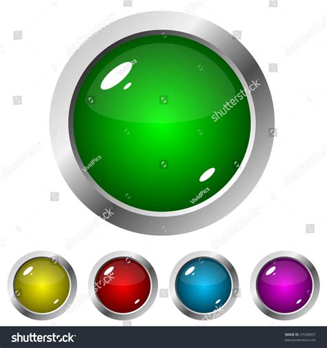 Glossy Round Buttons For Web Design Isolated On White Background Stock Vector Illustration