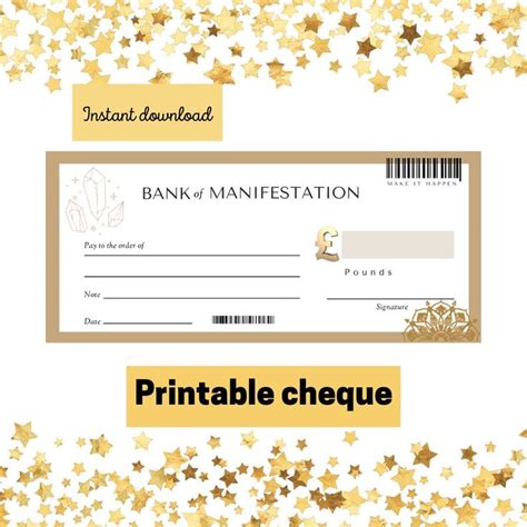 Manifestation Cheque Instant Download Printable Etsy