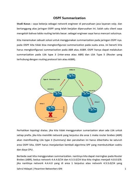 Ospf Summarization Cisco Ccnp Pdf Internet Protocols Computer Science