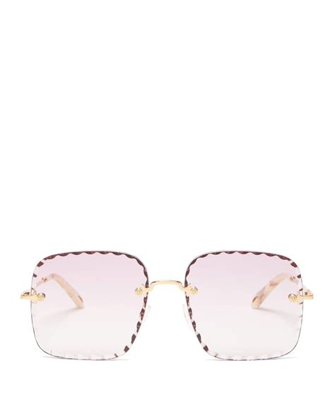 Chloé Rosie Scalloped Square Metal Sunglasses In Pink Lyst