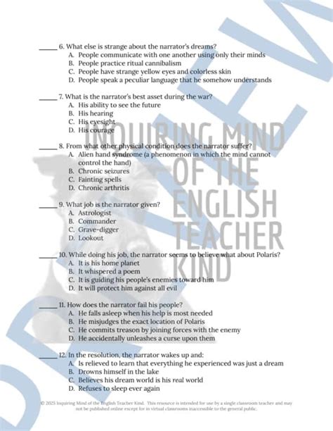 Polaris By H P Lovecraft Quiz And Answer Key Fantasy Story Weird Fiction