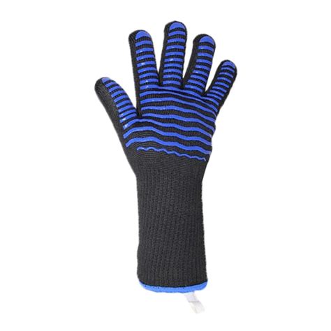 Rts Black Para Aramid Silicone Heat Flame Resistant Bbq Grill Oven Mitt