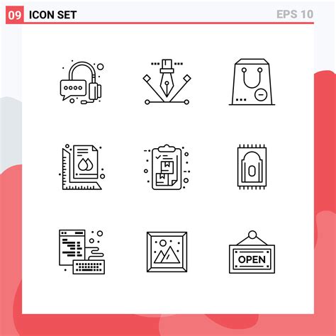 Pack Of 9 Creative Outlines Of Box Print E Size Measure Editable Vector Design Elements 17158615