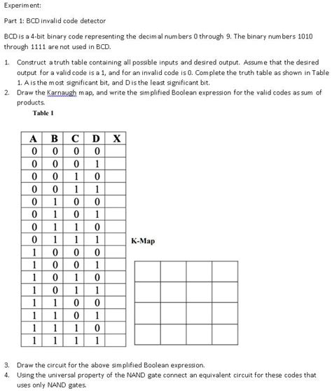 Experiment Part 1 Bcd Invalid Code Detector Bcd Is A 4 Bit Binary Code Representing The