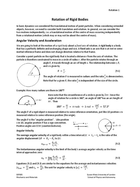 Rotation Of Rigid Bodies Pdf Rotation Around A Fixed Axis Rotation