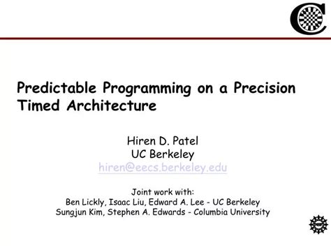 Ppt Predictable Programming On A Precision Timed Architecture