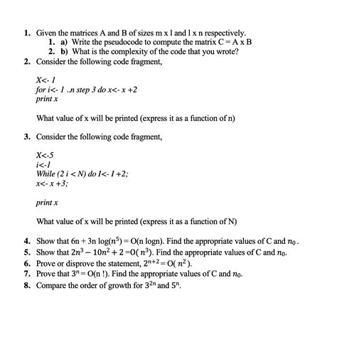 Solved 1 Given The Matrices A And B Of Sizes M×1 And 1×n