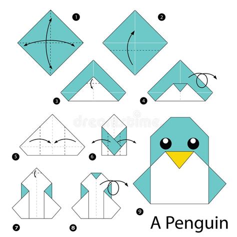 Постепенные инструкции как сделать динозавра Origami A Иллюстрация