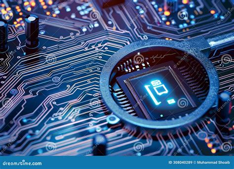 Computer Security System Magnified Emphasizing Importance Of Cybersecurity Measures Stock