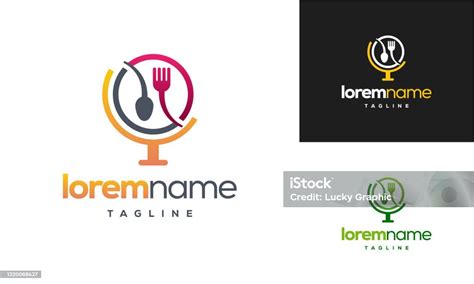 세계 식품 로고 디자인 컨셉 벡터 레스토랑 로고 디자인 템플릿 로고 아이콘 기호 포크에 대한 스톡 벡터 아트 및 기타 이미지 포크 음식 행성 Istock