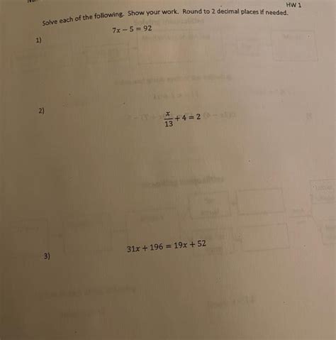 solved hw 1 solve each of the following show your work