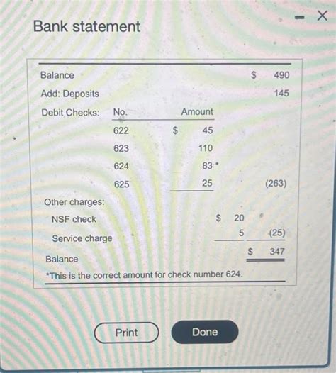 Solved Checkbook Bank Statement Requirement 1 Prepare