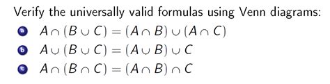 Solved Verify The Universally Valid Formulas Using Venn