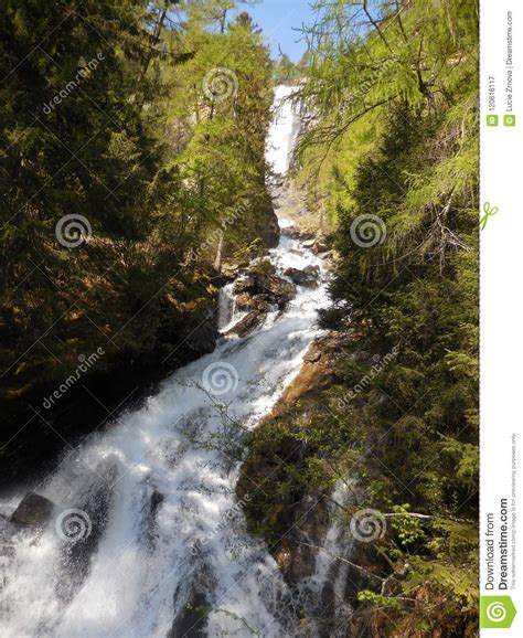 Famous Lehner Waterfall With A Klettersteig Stock Image Image Of
