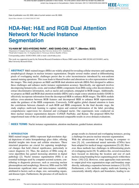 Pdf Hda Net Hande And Rgb Dual Attention Network For Nuclei Instance