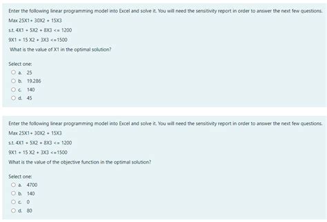 Solved Enter The Following Linear Programming Model Into