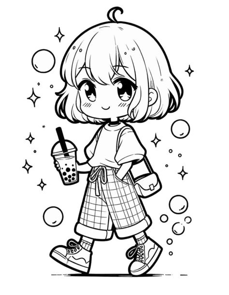 Cute Cartoon Girl Coloring Page Free Printable Pdf