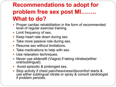 Sex After Acute Myocardial Infarction Heart Attack Ppt