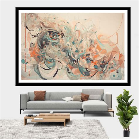 Wall Art Unframed Flowing Lines And Organic Shapes Depict Abstract F