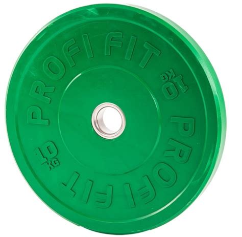 Диск для штанги каучуковый, зеленый, PROFI-FIT D-51, 10 кг