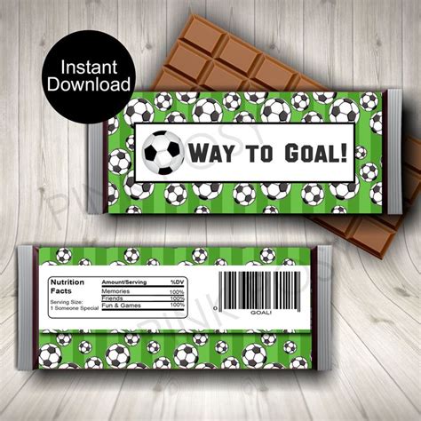 Soccer Candy Bar Wrappers Soccer Birthday Party Favors Printable