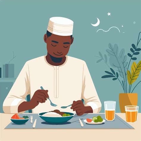 Premium Vector Vector Of A Muslim Man Eating Ramadan Vibes Month Of