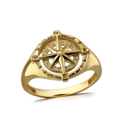 Gold Compass Ring Womens Polished Style