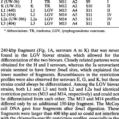 Rflp Profiles Of The 18 Reference Strains On Total Dna By Pfge