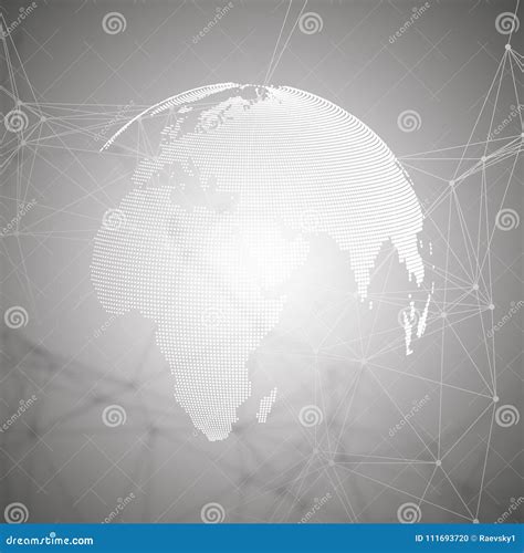 Abstract Futuristic Network Shapes High Tech Hud Background Connecting Lines And Dots