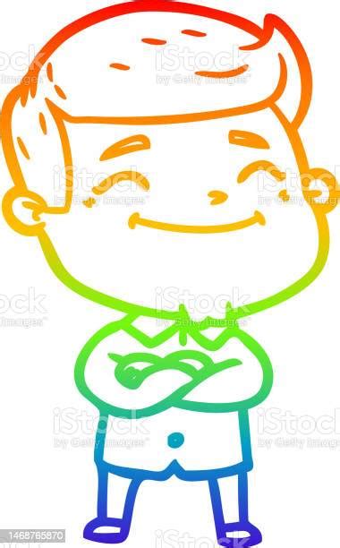 Dessin Au Trait Dégradé Arcenciel Dun Homme De Dessin Animé Heureux