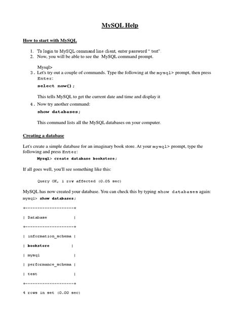 Mysql Help How To Start With Mysql Pdf Databases Sql