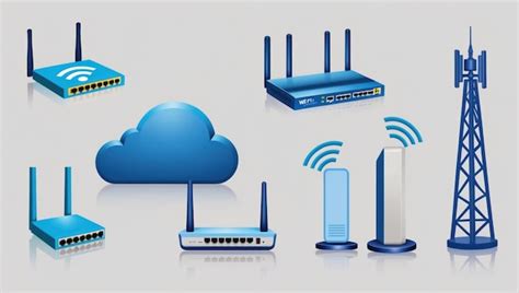 Stylish Icons Of Wireless Routers And Telecommunication Devices