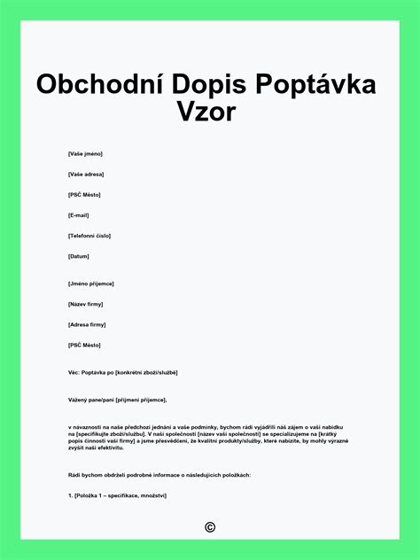 Obchodní Dopis Poptávka Vzor