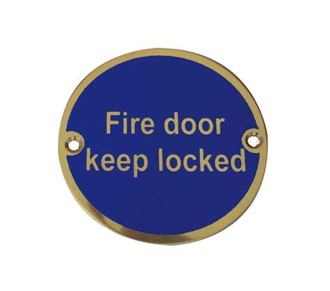 Frelan Hardware Fire Door Keep Locked Sign 75mm Diameter Polished