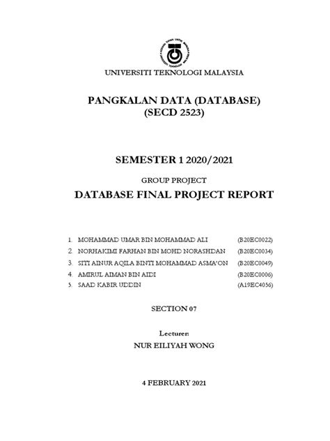 database project group report pdf relational model databases