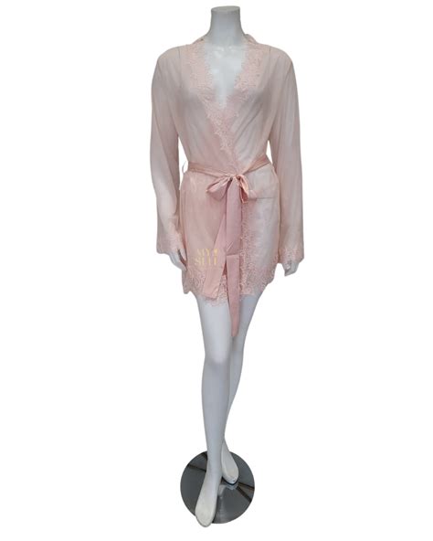 Oh La La Cheri 94 11136x Peach Whip Eyelash Sheer Lace Robe With G