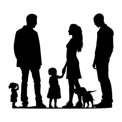 Silueta De Família Feliz Com Fundo Branco Vetor Premium
