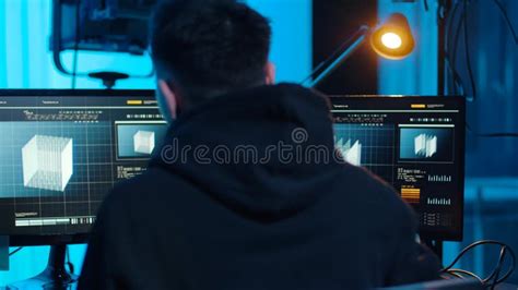 Hacker In Headphones Using Computer At Nigt Stock Footage Video Of Coding Eavesdropping